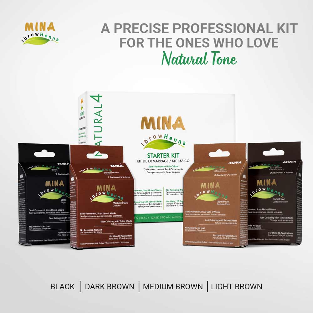 MinaIbrow Natural Henna Brow Master Kit | Professional Starter Kit ...