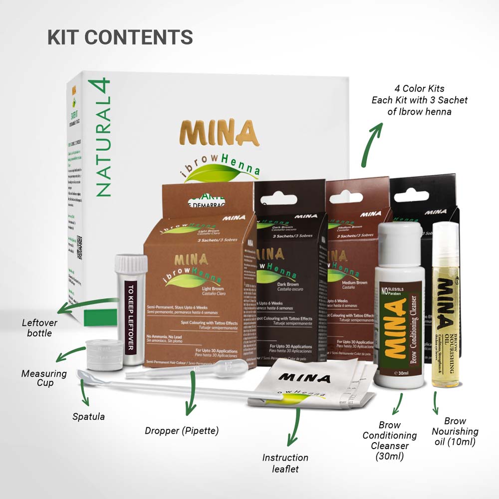 MinaIbrow Natural Henna Brow Master Kit | Professional Starter Kit ...